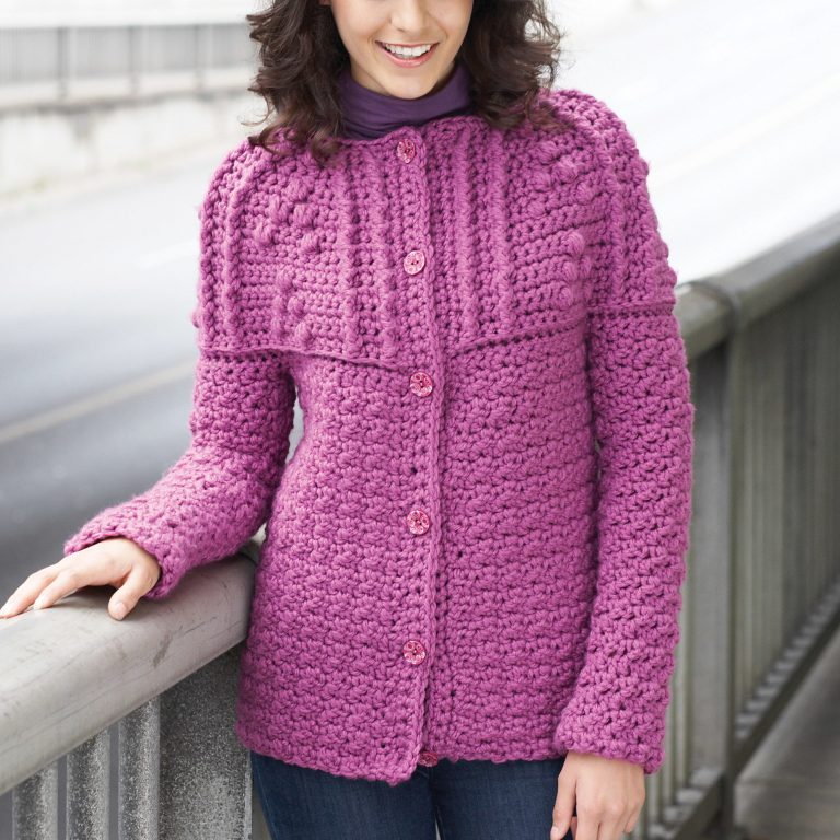 Free Crochet Pattern for a Yoke Cardigan ⋆ Crochet Kingdom