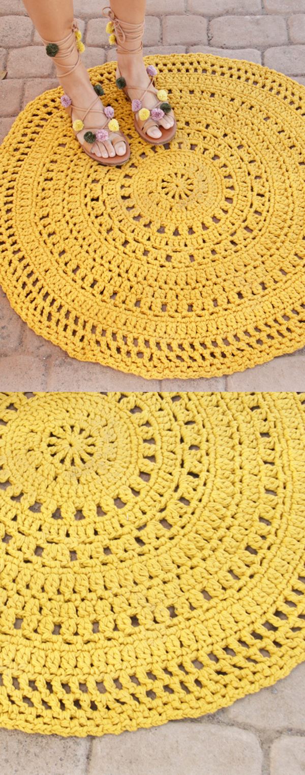 Free Crochet Pattern for a Round Carpet Rug ⋆ Crochet Kingdom